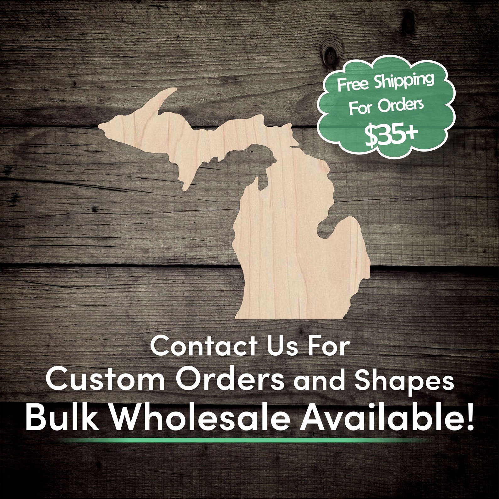Michigan Unfinished Wood Cutout Shape Laser Cut DIY Craft Bulk ...