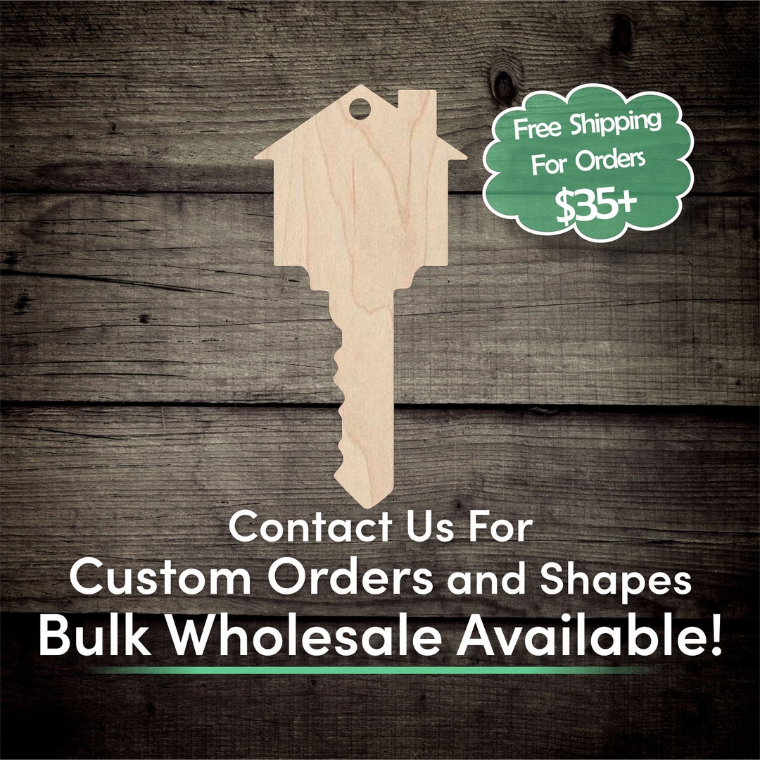 House Key Realty Unfinished Wood Cutout Shape - Laser Cut DIY Craft ...