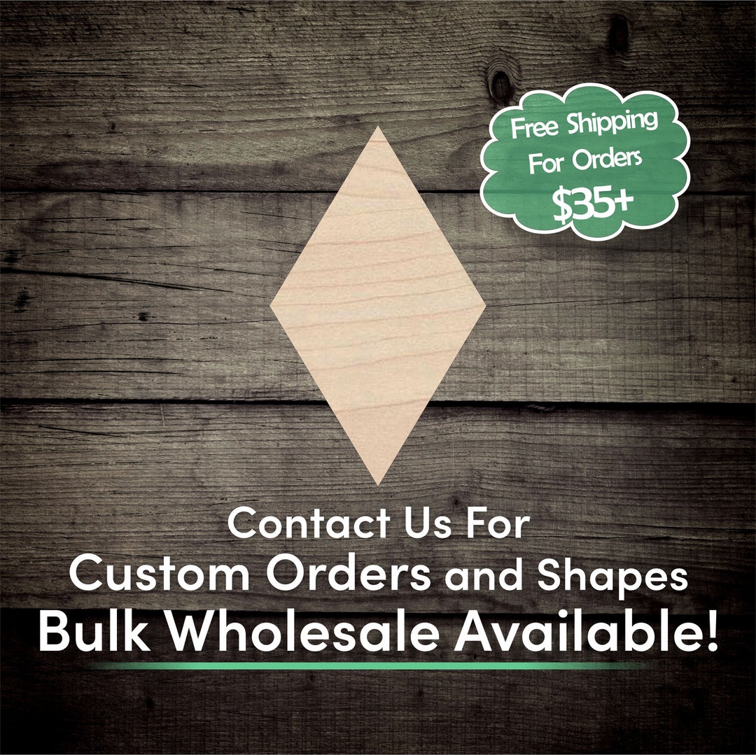 Diamond Unfinished Wood Cutout Shape - Laser Cut DIY Craft Bulk ...