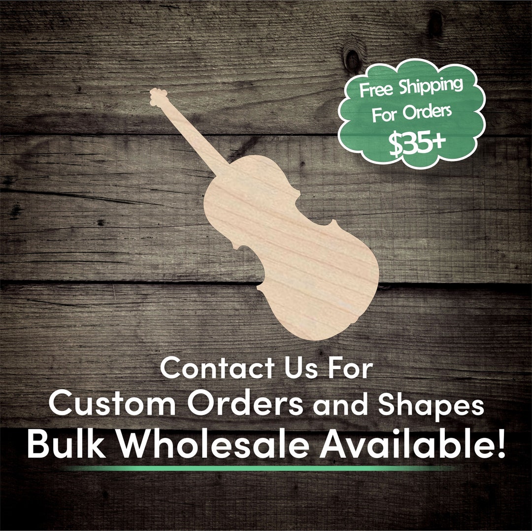 Violin Unfinished Wood Cutout Shape - Laser Cut DIY Craft Bulk ...