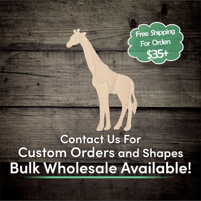 Giraffe Unfinished Wood Cutout Shape - Laser Cut DIY Craft Bulk ...