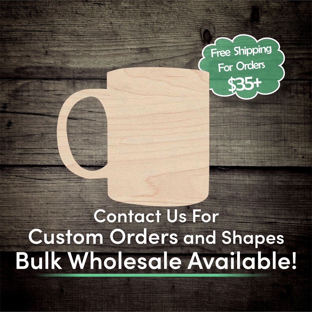 Coffee Cup Unfinished Wood Cutout Shape - Laser Cut DIY Craft Bulk ...