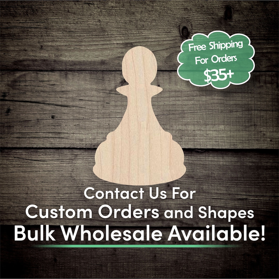 Pawn Chess Piece Unfinished Wood Cutout Shape - Laser Cut DIY Craft ...
