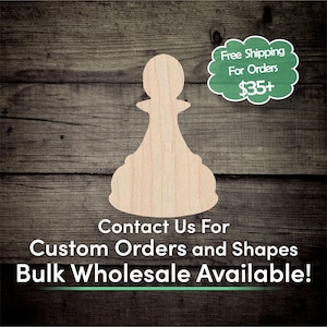 Pawn Chess Piece Unfinished Wood Cutout Shape - Laser Cut DIY Craft ...