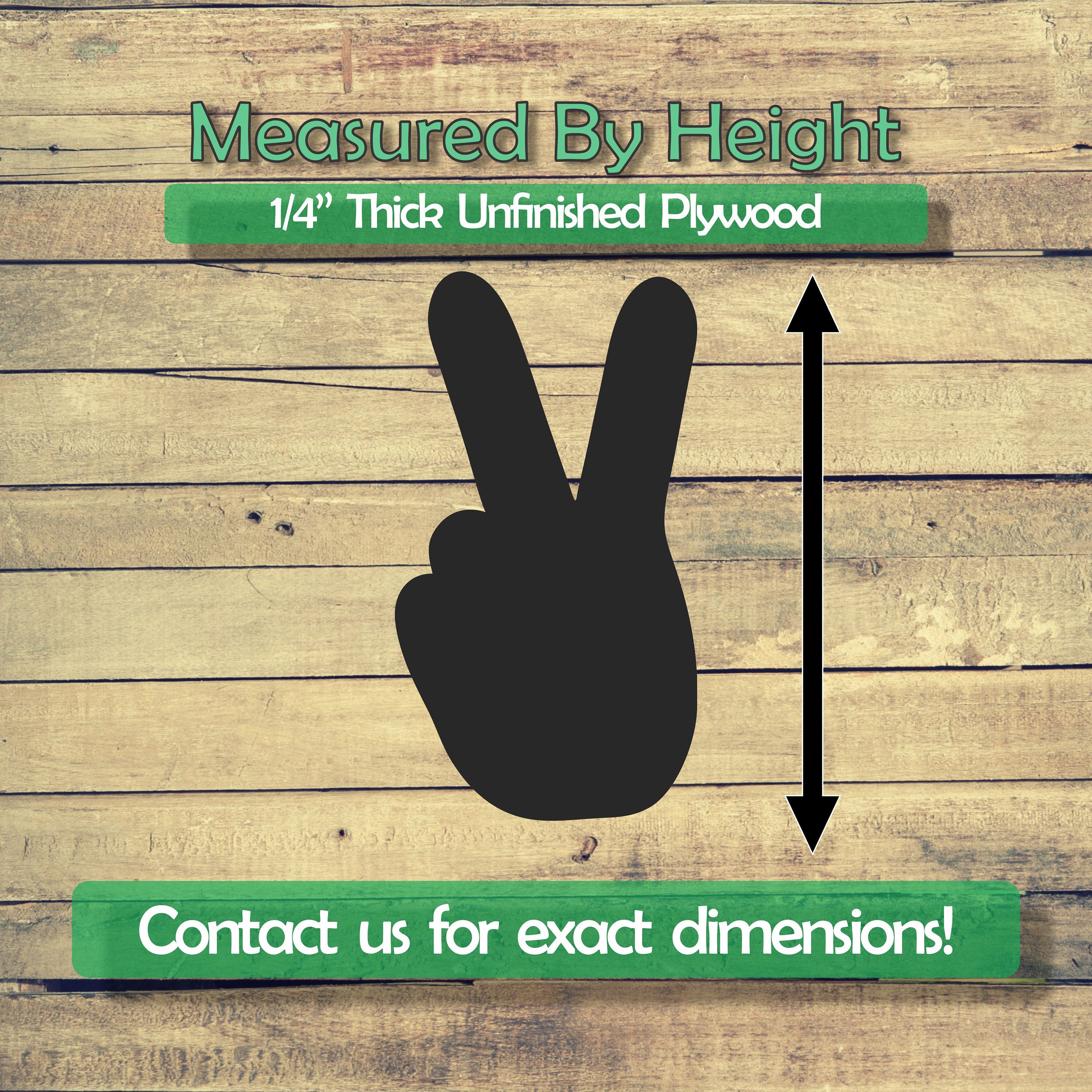 Peace Hand Sign Unfinished Wood Cutout Shape - Laser Cut DIY Craft Bulk ...