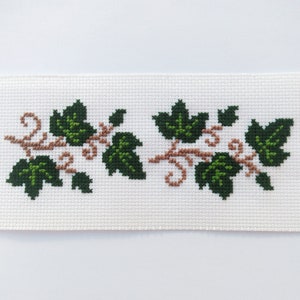 Ivy Cross Stitch Bookmark PDF, Dark Green Leaves Digital Pattern - Etsy