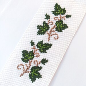 Ivy Cross Stitch Bookmark PDF, Dark Green Leaves Digital Pattern - Etsy