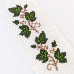 Ivy Cross Stitch Bookmark PDF, Dark Green Leaves Digital Pattern - Etsy