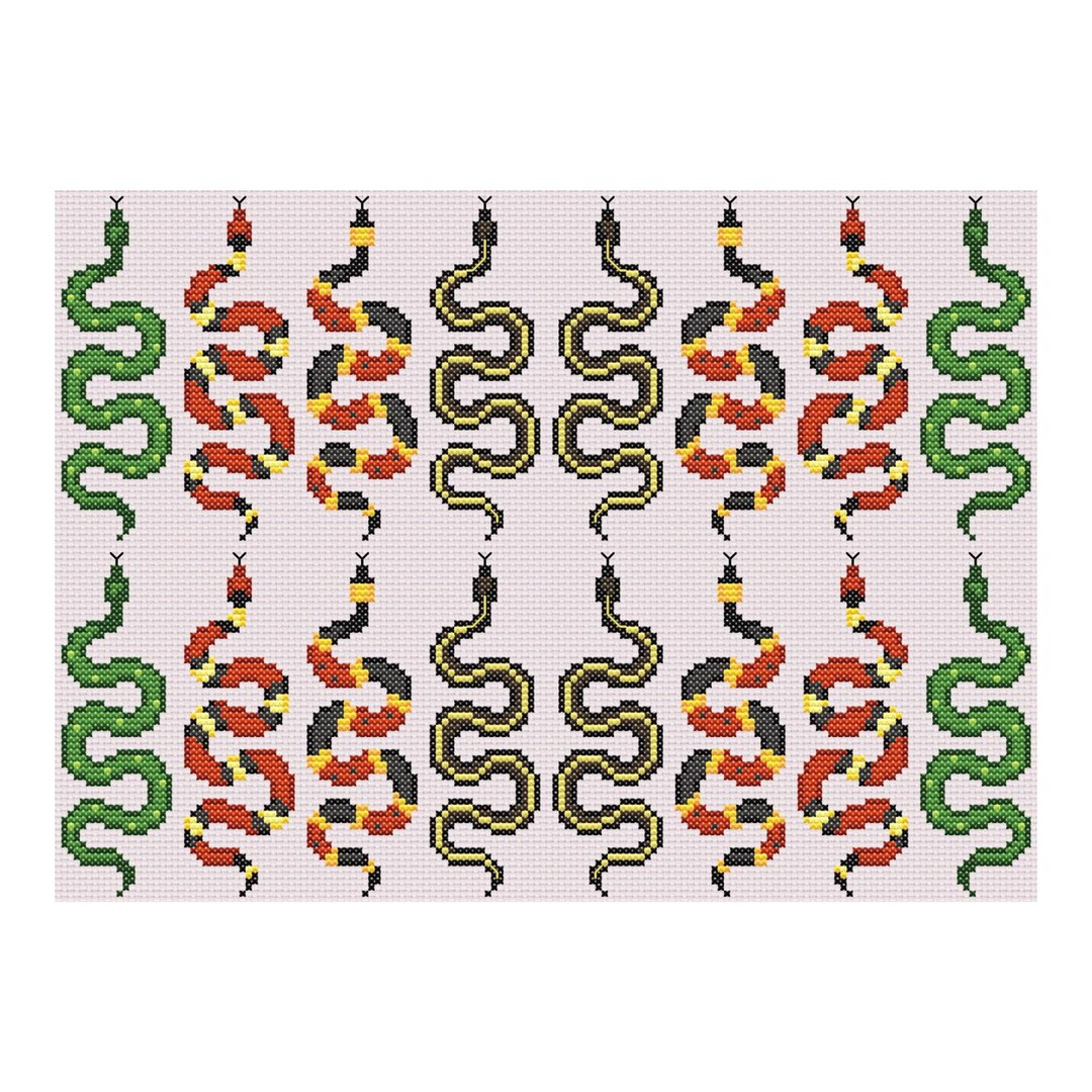 Snakes Cross Stitch Border PDF, Digital Bookmark Pattern - Etsy