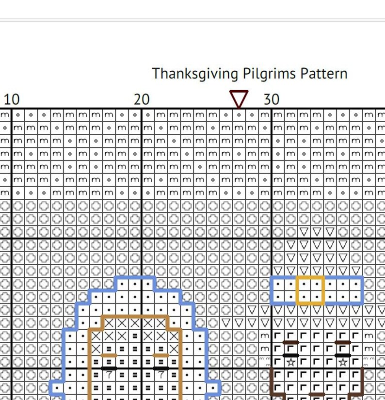 Cute Thanksgiving Pilgrims Cross Stitch Pattern (PDF) - Etsy