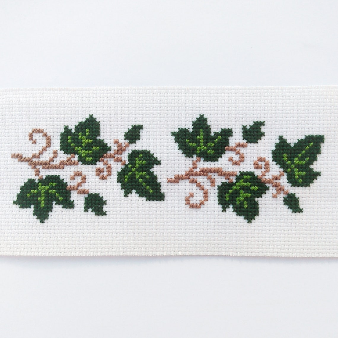 Ivy Cross Stitch Bookmark PDF, Dark Green Leaves Digital Pattern - Etsy