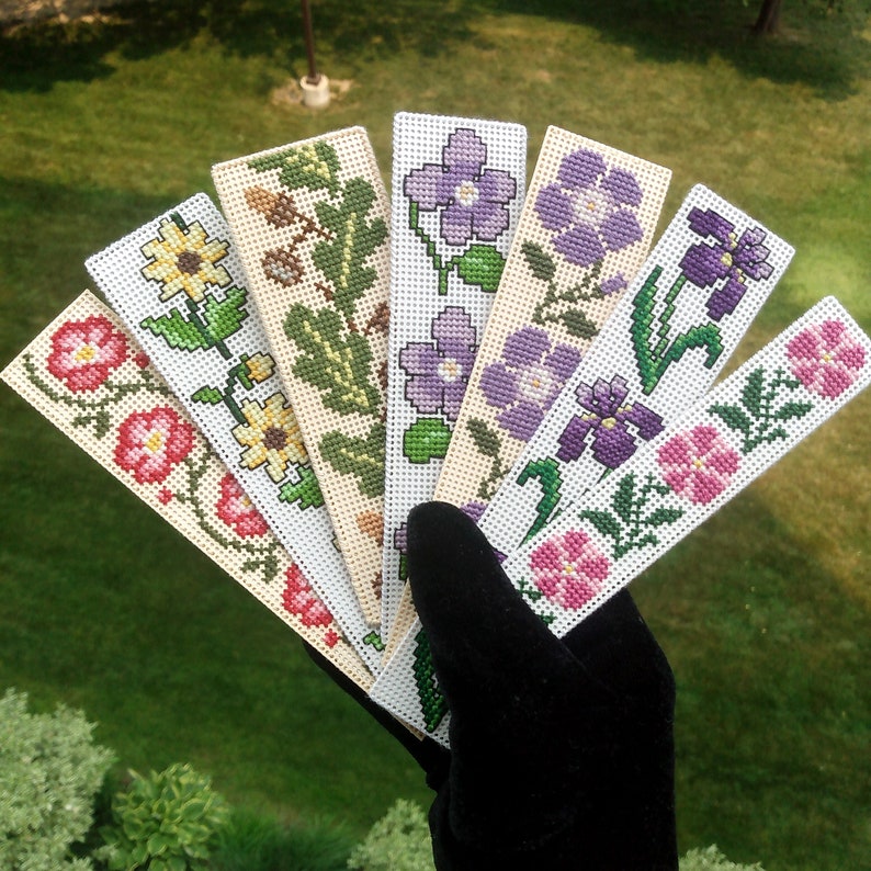 Plant Cross Stitch Bookmarks Flowers and Leaves Unique Gifts - Etsy
