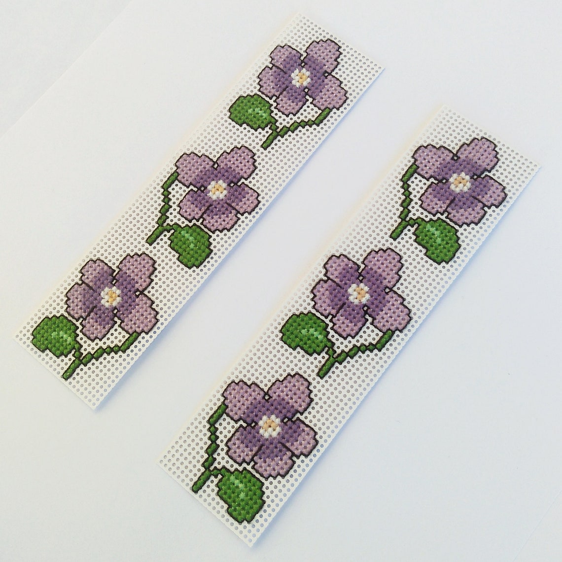 Violets Cross Stitch Bookmark PDF, Purple Flowers Border Digital ...