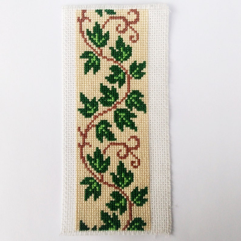 Ivy Cross Stitch Bookmark PDF Green Leaves Vine Border - Etsy