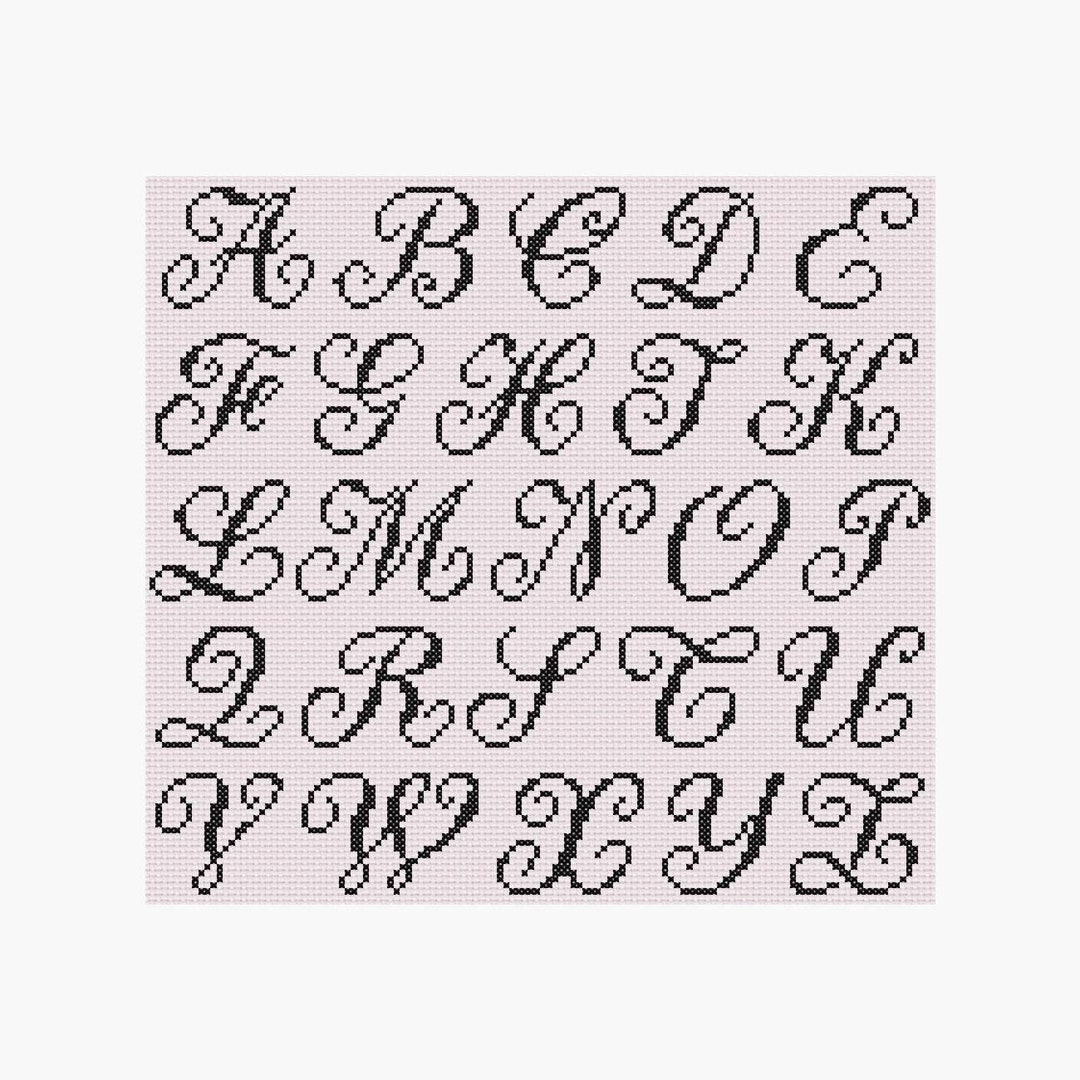 Elegant Alphabet Cross Stitch Pattern, Calligraphic Letters PDF - Etsy