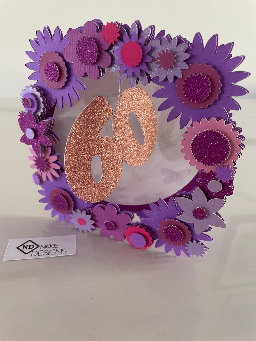 60th/50th/40th Birthday Flower Circle Card - Etsy