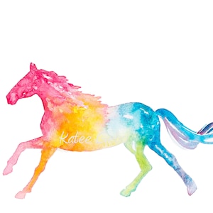 Horse Wall Art Watercolor Rainbow Colors PRINTABLE DIGITAL DOWNLOAD ...