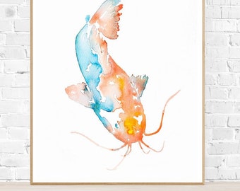 Abstract fish art | Etsy