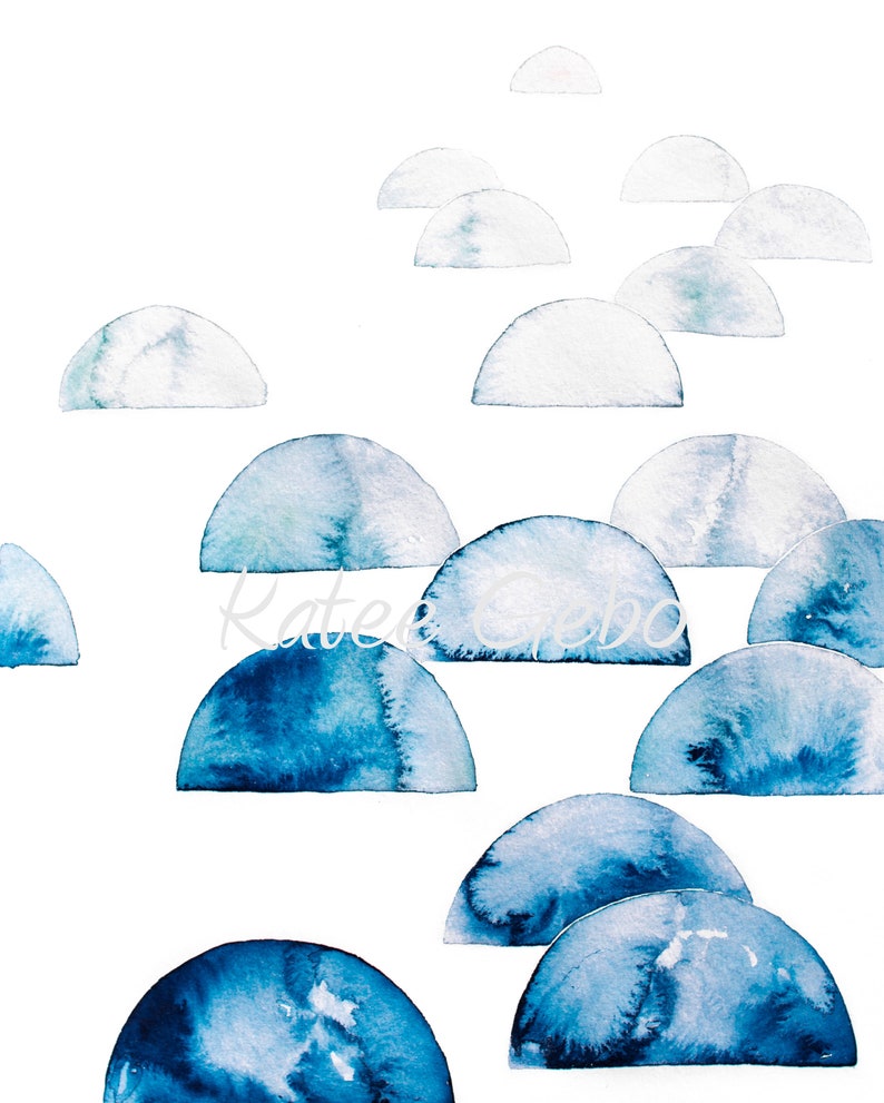 Set of 2 Blue Abstract Prints PRINTABLE DIGITAL DOWNLOAD - Etsy