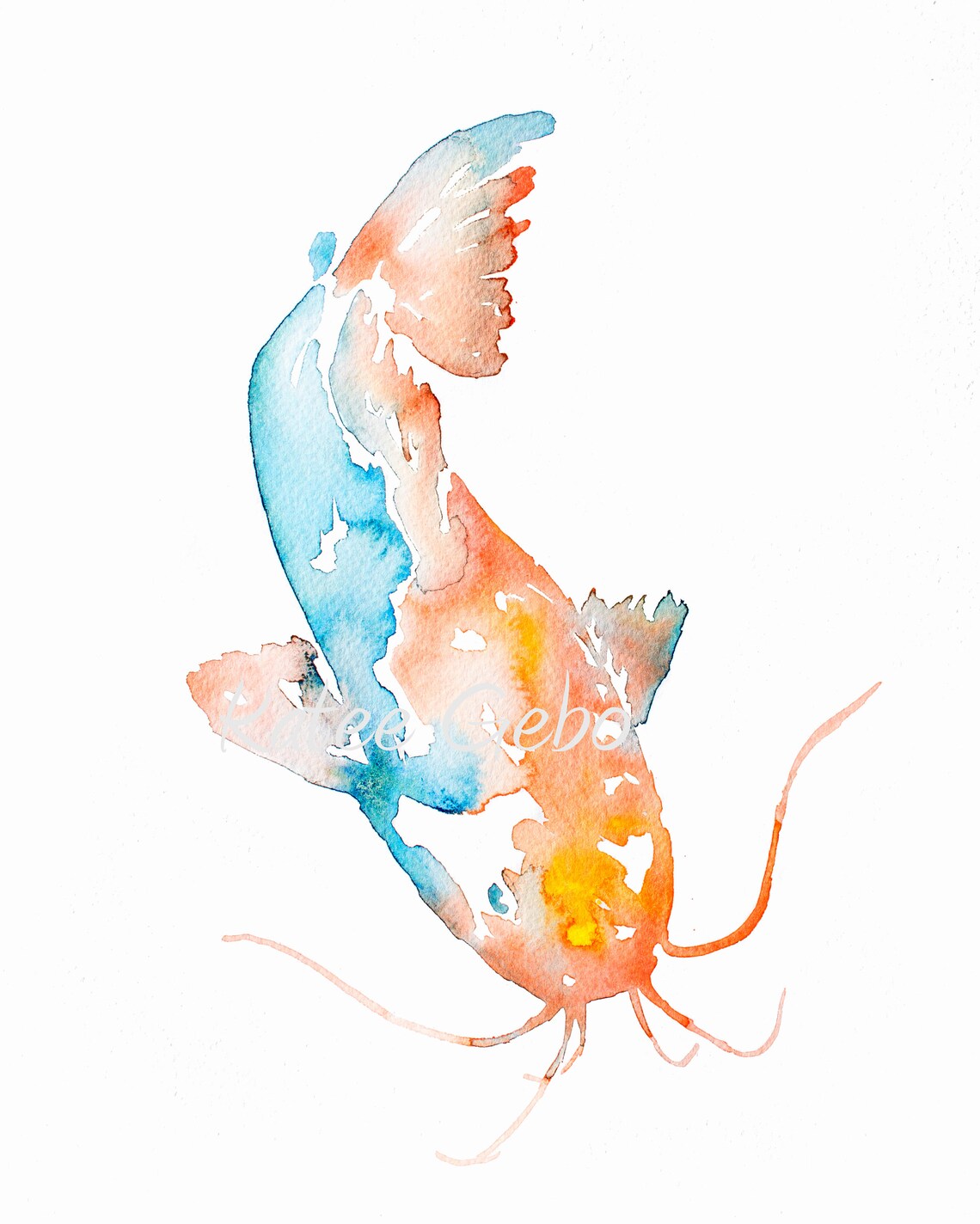 Catfish Watercolor Painting PRINTABLE DIGITAL DOWNLOAD | Etsy