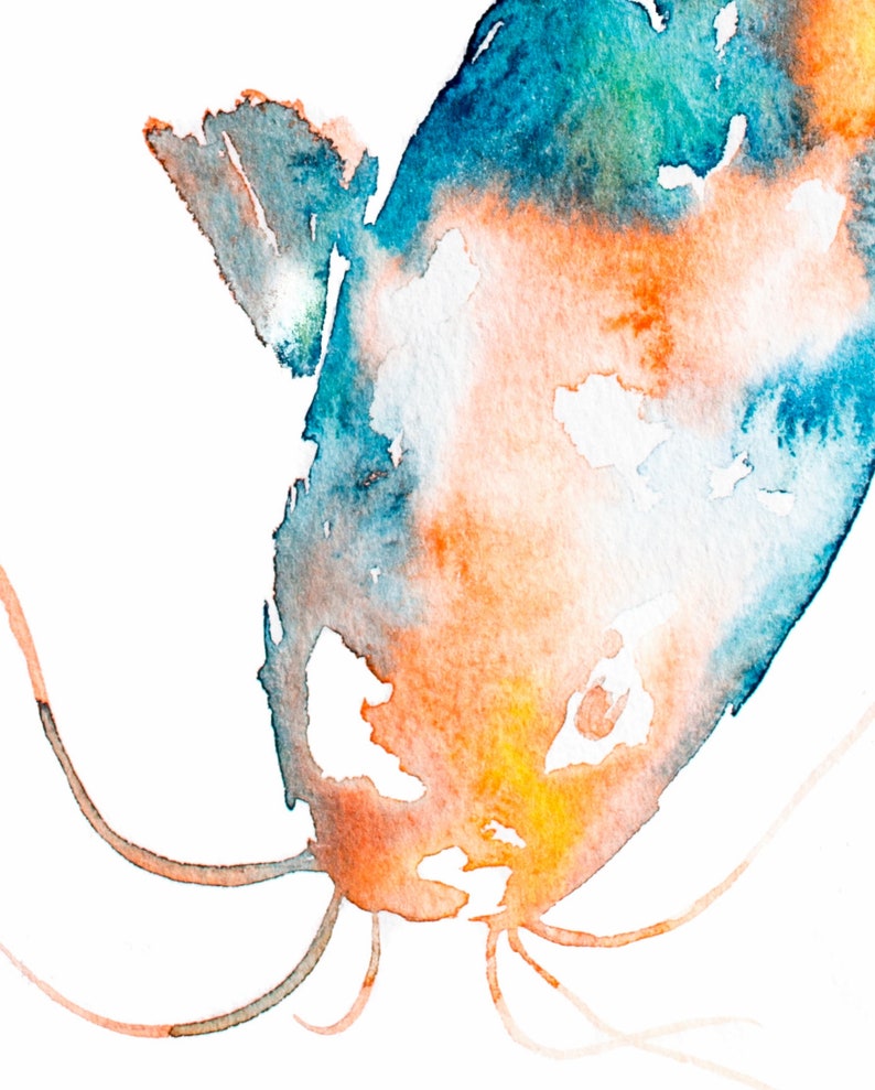 Catfish Watercolor Painting PRINTABLE DIGITAL DOWNLOAD Printable ...