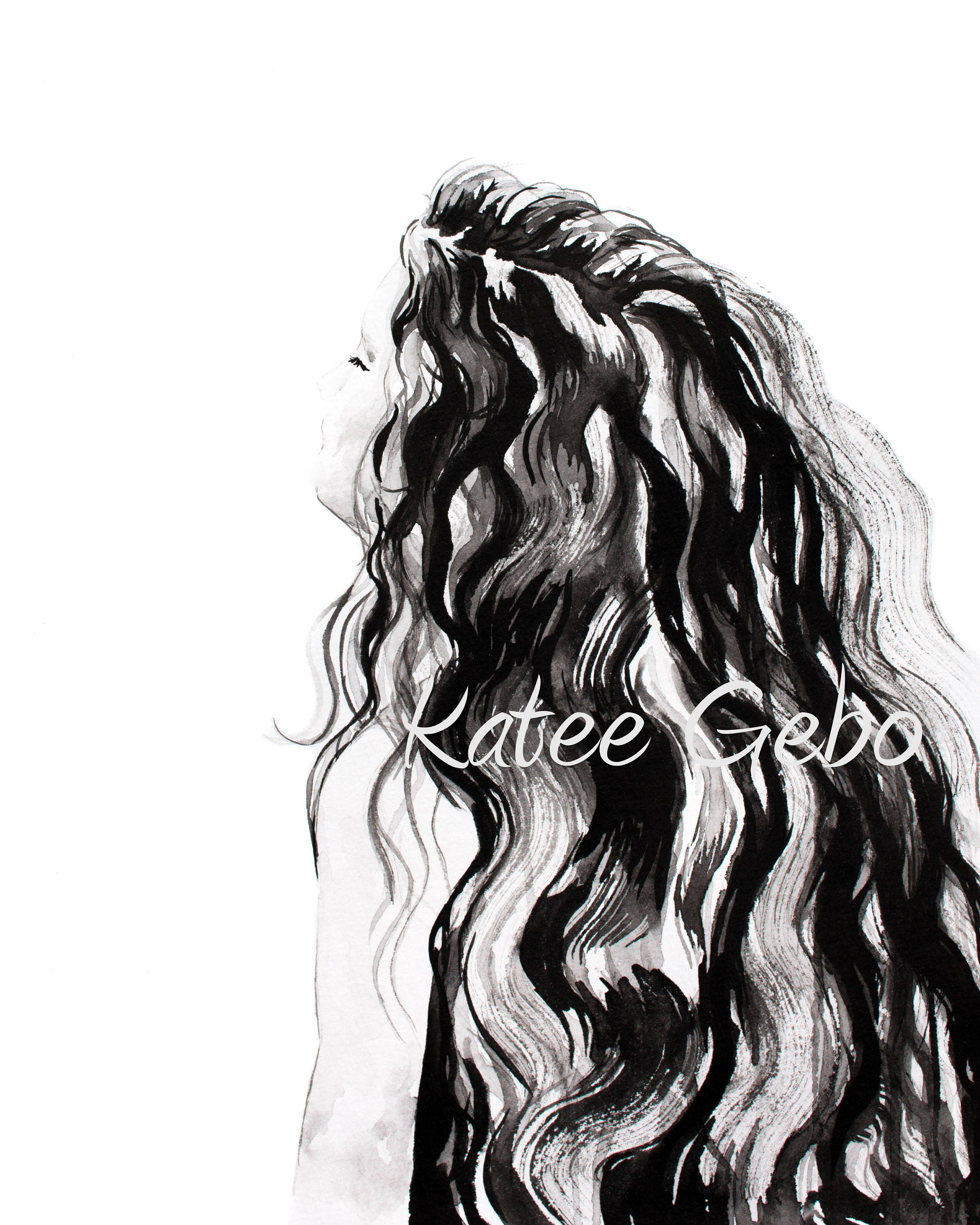 Portrait in Ink Black and White Portrait Wall Art Girl With | Etsy