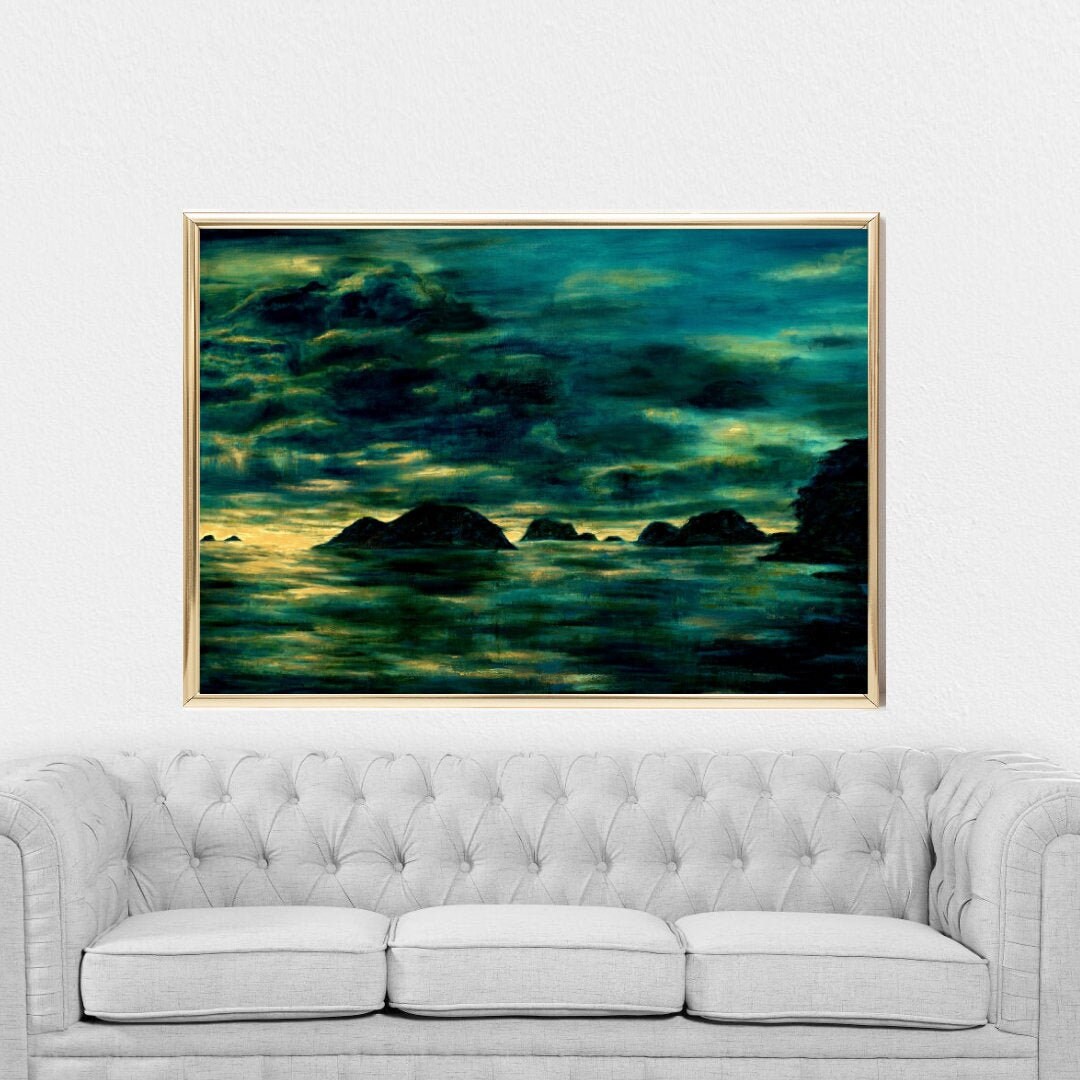 Ocean Sunset Print of Original Oil Painting Dramatic Moody | Etsy