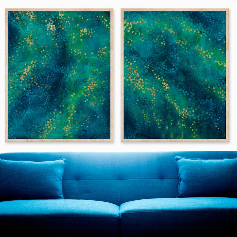 Set of Two Teal Abstract INSTANT PRINTABLE DOWNLOAD Digital | Etsy