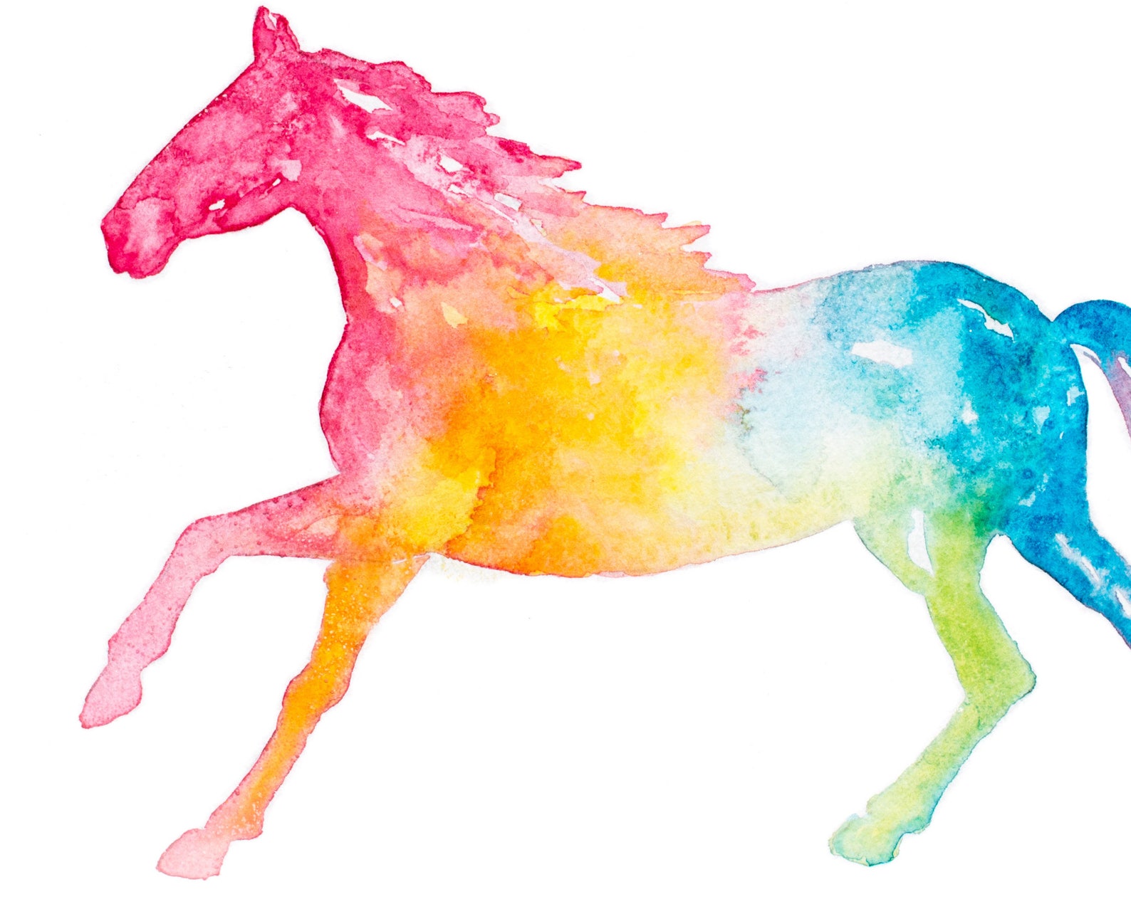 Horse Wall Art Watercolor Rainbow Colors PRINTABLE DIGITAL - Etsy