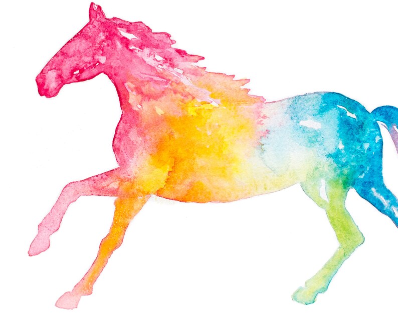 Horse Wall Art Watercolor Rainbow Colors PRINTABLE DIGITAL DOWNLOAD ...
