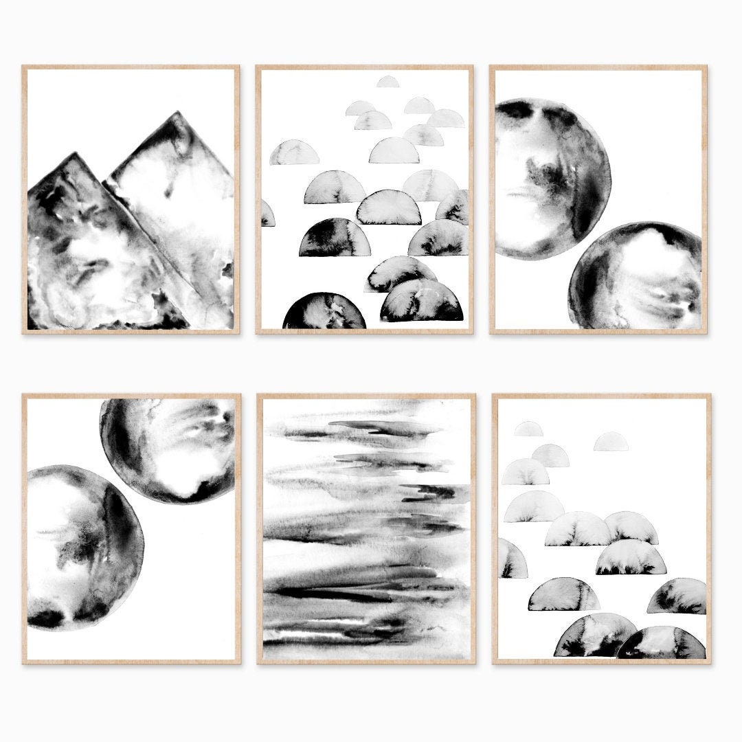 Set of SIX Black and White PRINTABLE DIGITAL Download Files of 6 ...