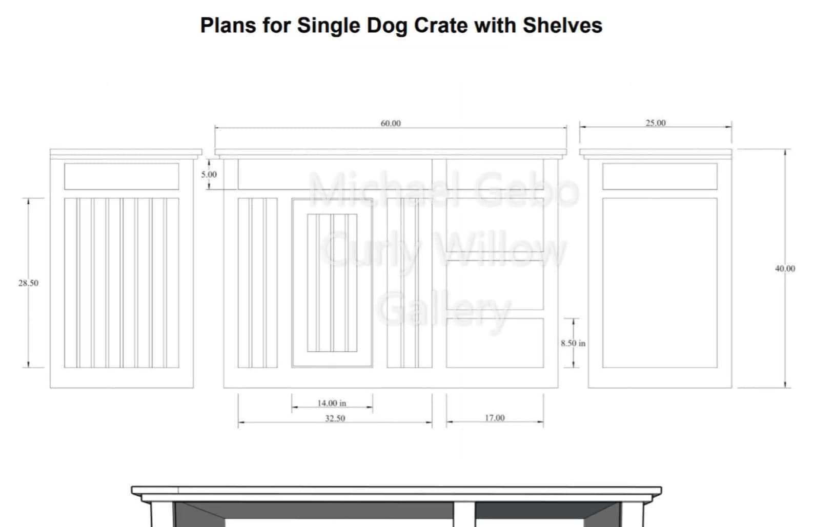 BUILD PLANS for Dog Kennel With Shelves, DIY Dog Crate Furniture ...