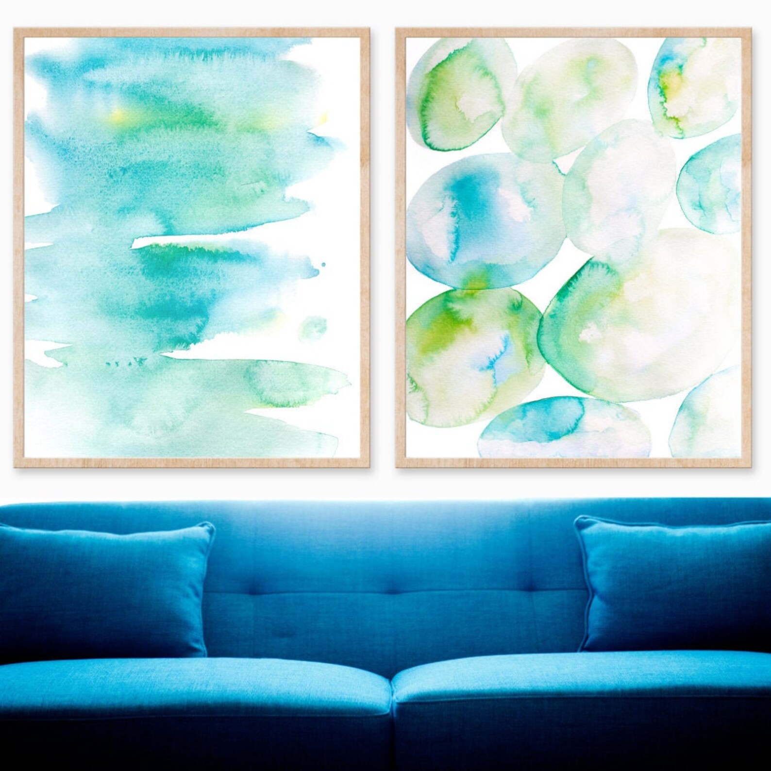 Set of Two Teal Prints PRINTABLE DIGITAL DOWNLOADS of Original - Etsy