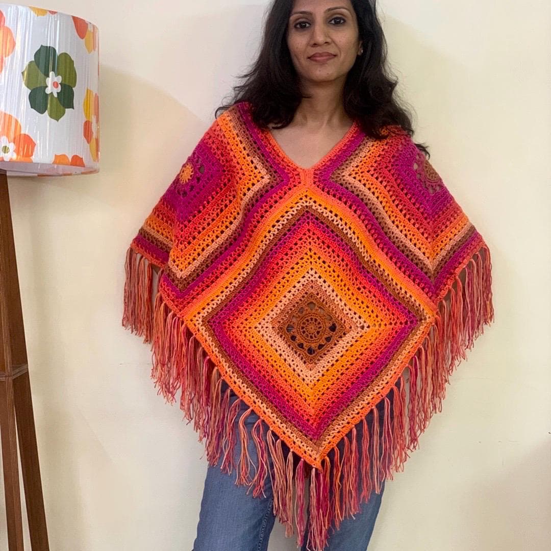 The Granny Square Poncho in Beautiful Autumn Spice Shades - Etsy