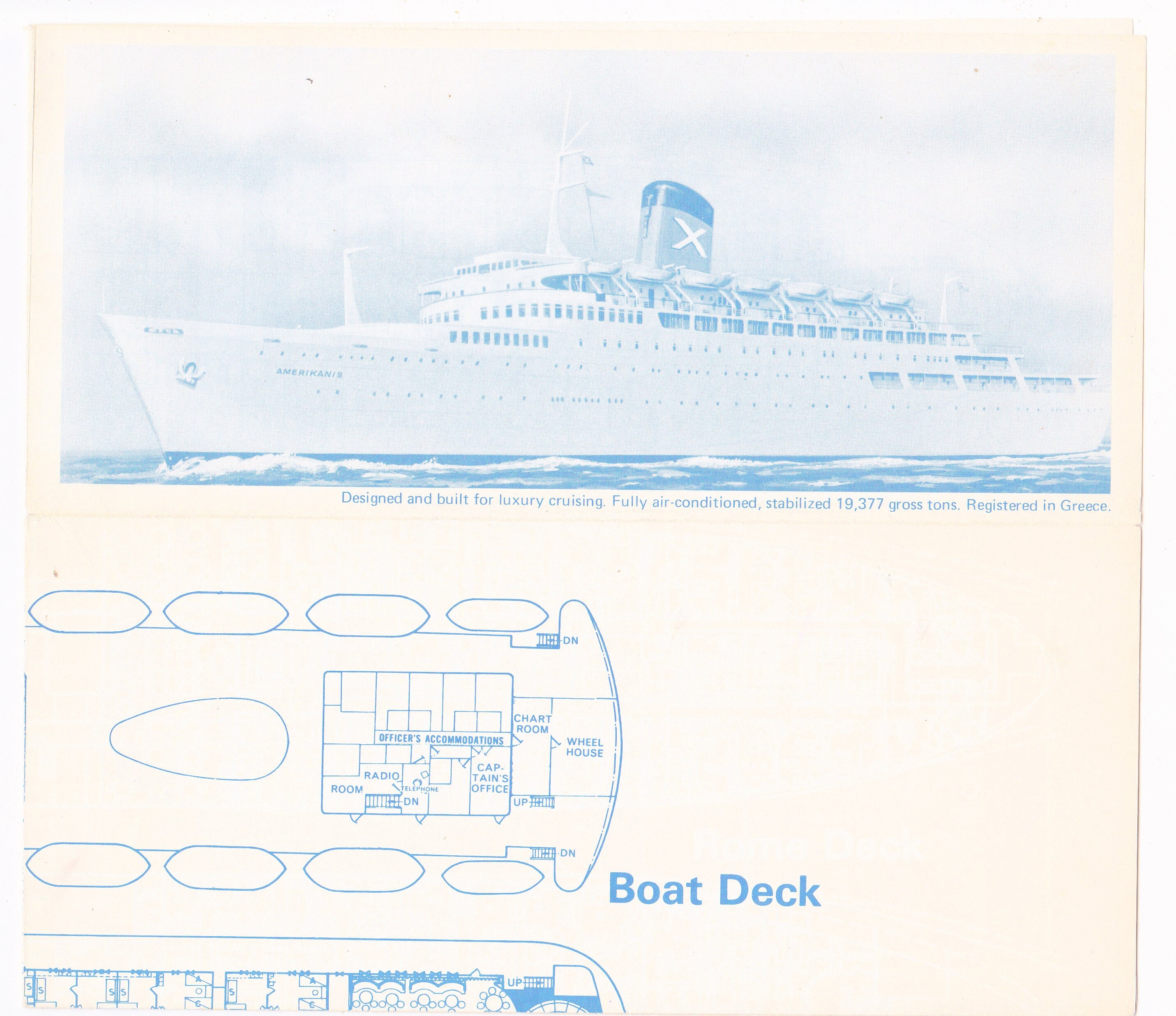 Chandris America Lines RHMS Amerikanis Passenger Accomodation Plan Deck ...