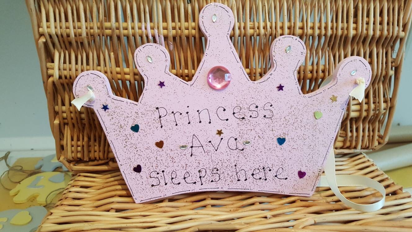 Princess Crown Door Sign Girls Personalised Door Wall Decor - Etsy UK