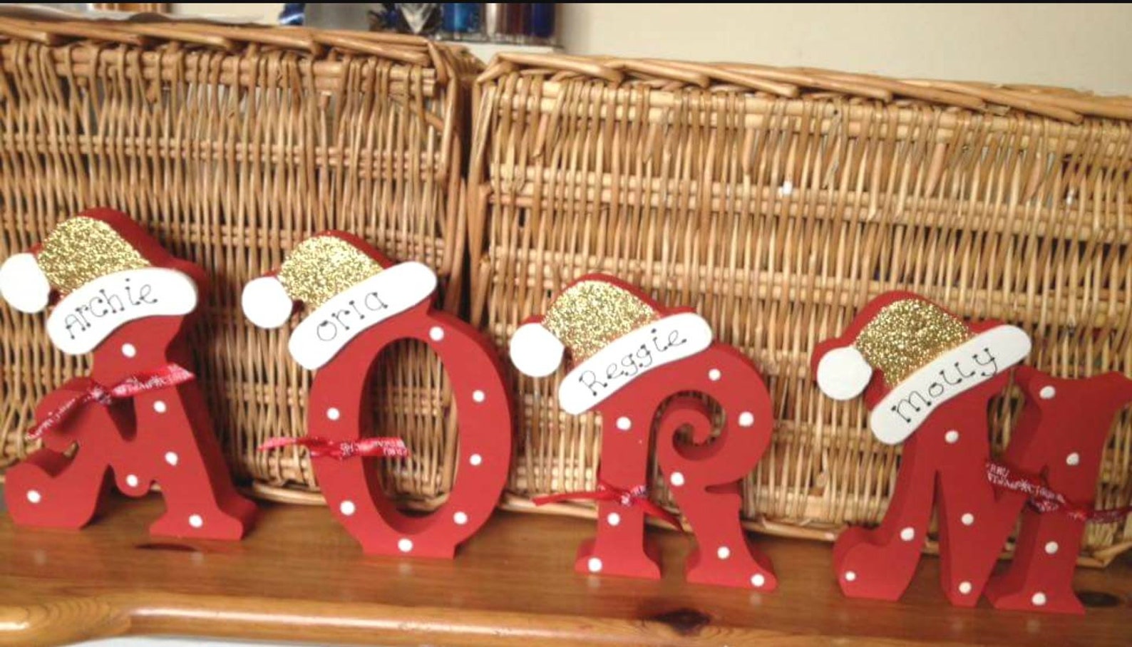 Christmas Santa Hat Initial Personalised Christmas Decor - Etsy UK