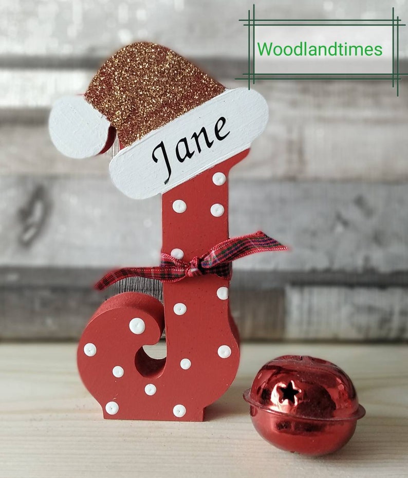 Christmas Santa Hat Initial Personalised Christmas Decor - Etsy UK