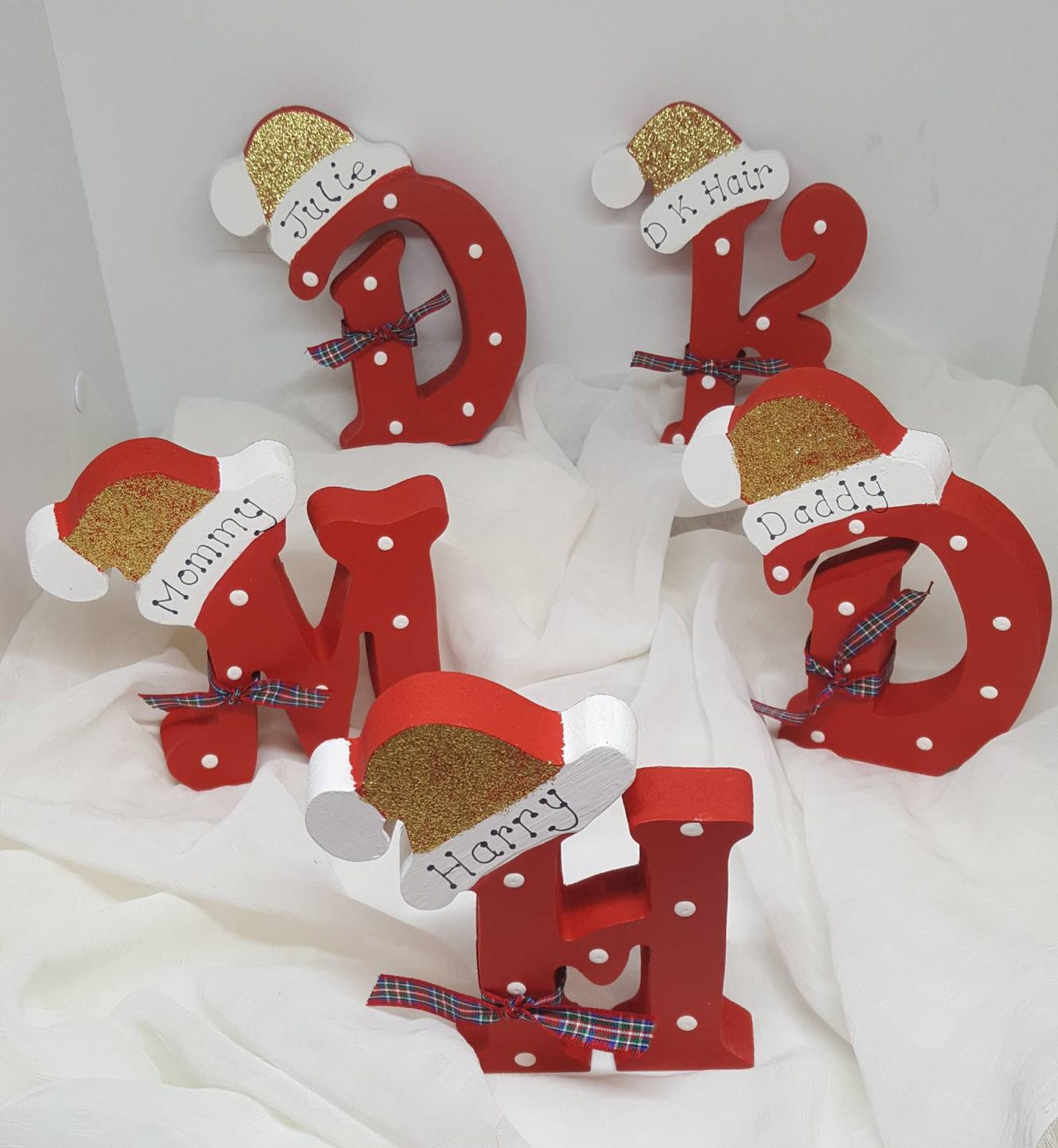 Christmas Santa Hat Initial Personalised Christmas Decor - Etsy UK