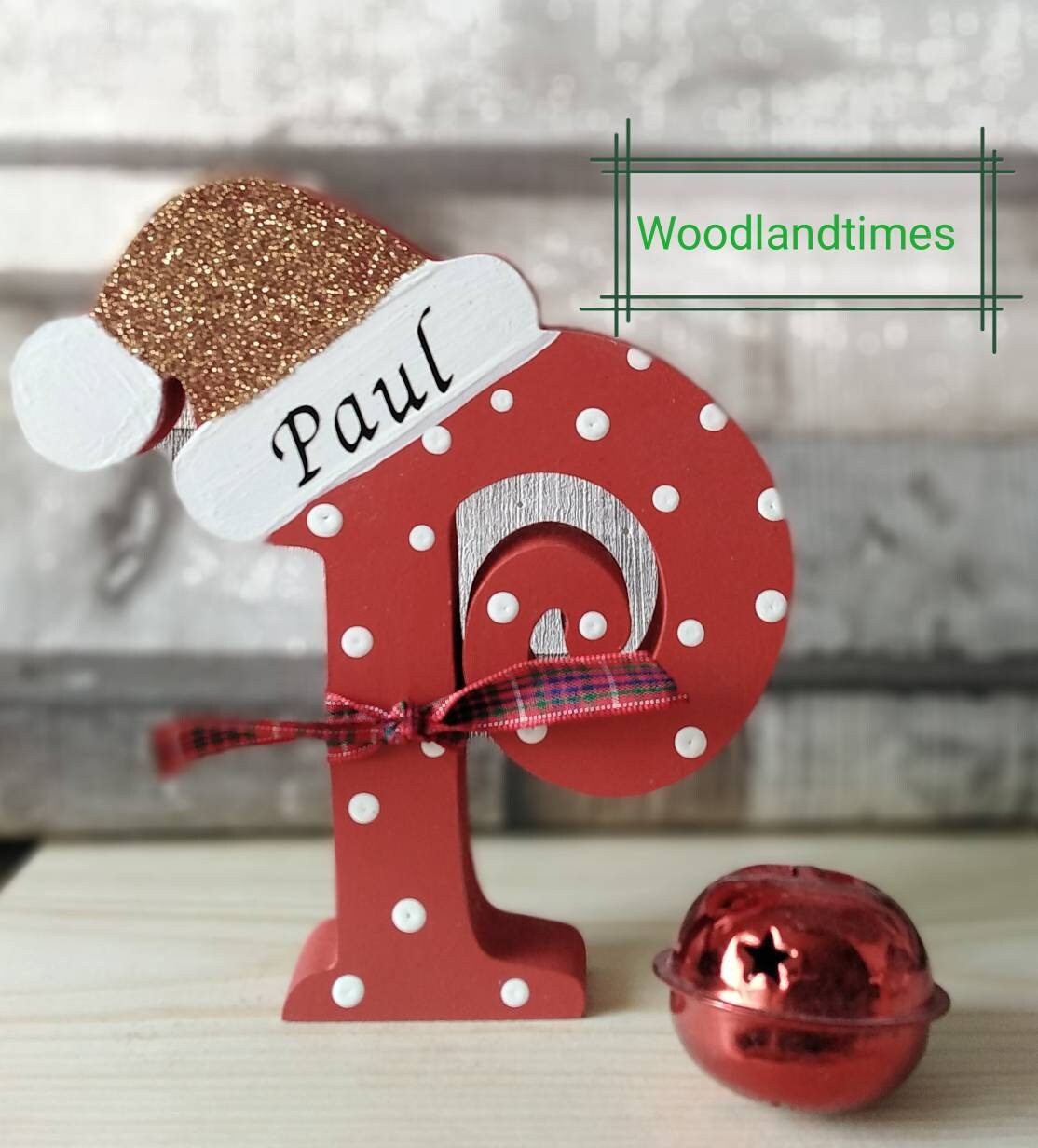 Christmas Santa Hat Initial Personalised Christmas Decor - Etsy UK