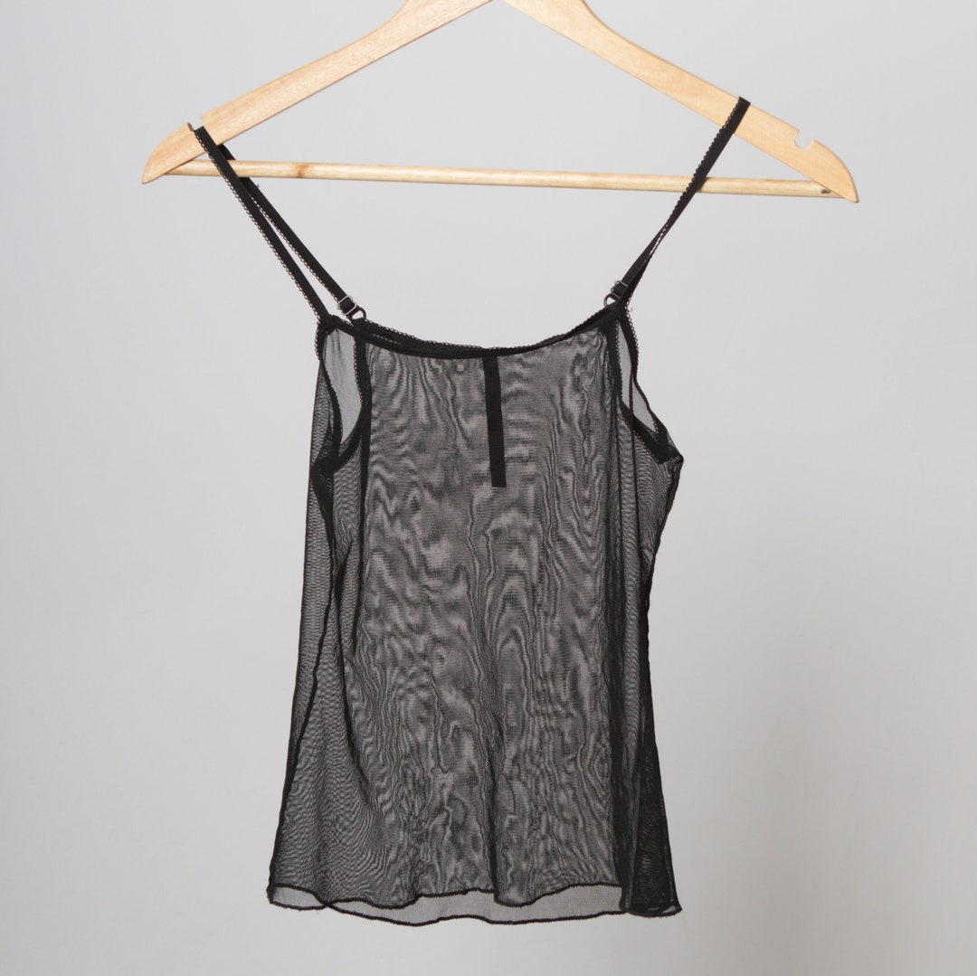 Sheer Camisole 90s Sheer Mesh Top Spaghetti Strap Top See Through Top ...