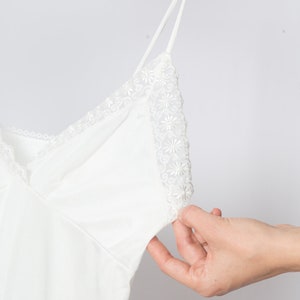 Vintage White Full Slip Nylon Slip Under Dress Ivory Lace Details ...