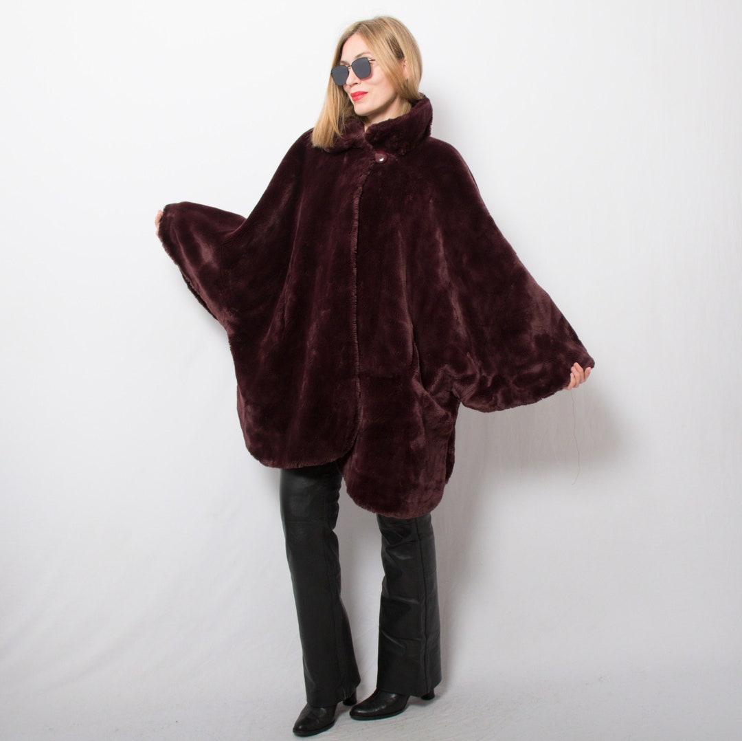 SOLD Vintage Purple Faux Fur Coat Faux Fur Cape Coat Opera - Etsy