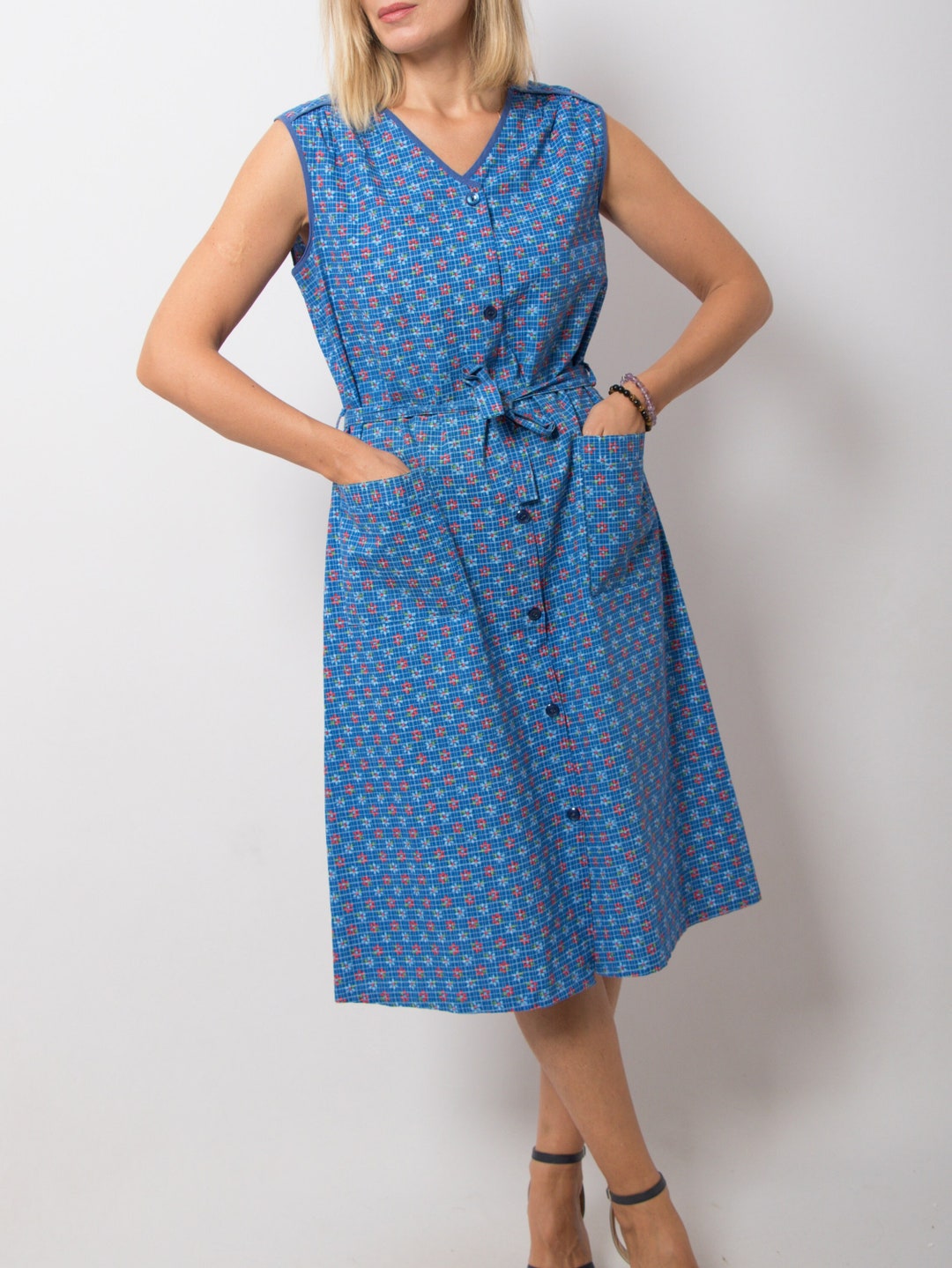 Vintage 70s House Dress Duster Dress Cotton Day Dress With Pockets and ...