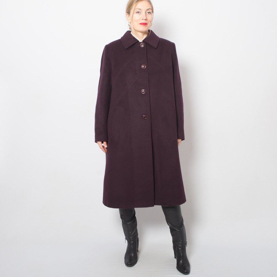 Vintage Long Purple Wool Coat Lux Warm Winter Wool Purple Overcoat ...