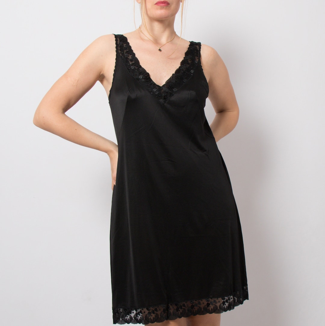 Vintage Black Nylon Slip Full Slip Lace Under Dress Romantic - Etsy