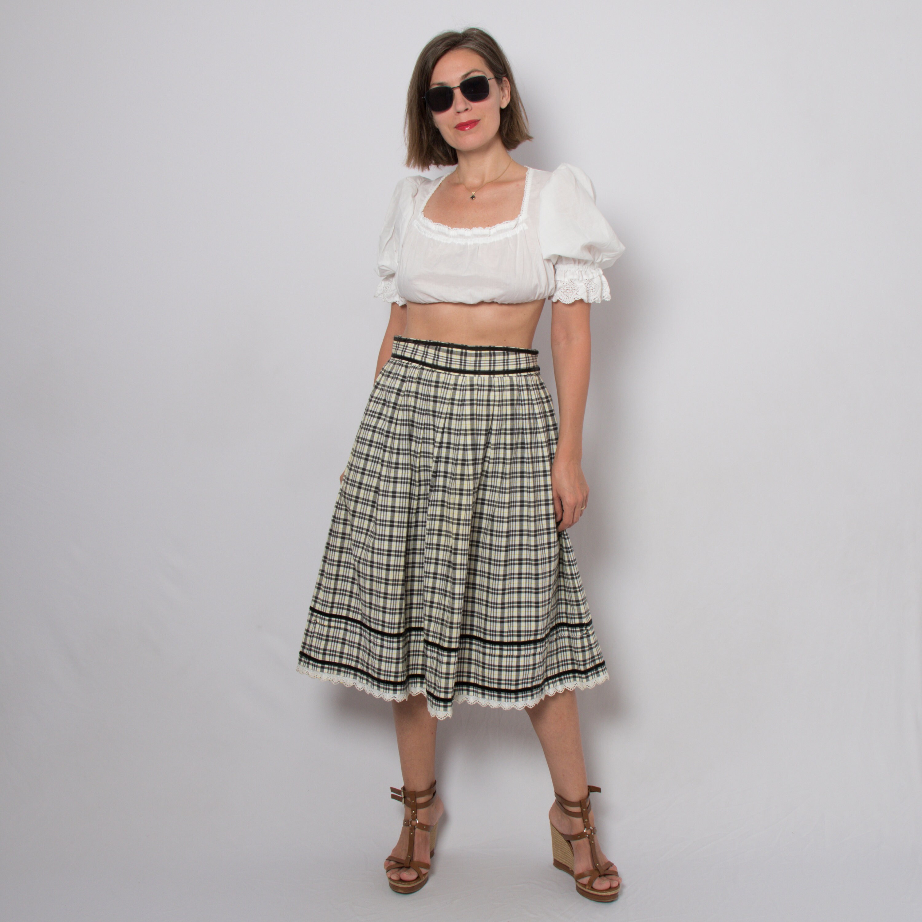 Vintage Folk Skirt Dirndl Skirt Pleated Midi Skirt Trachten - Etsy Hong ...