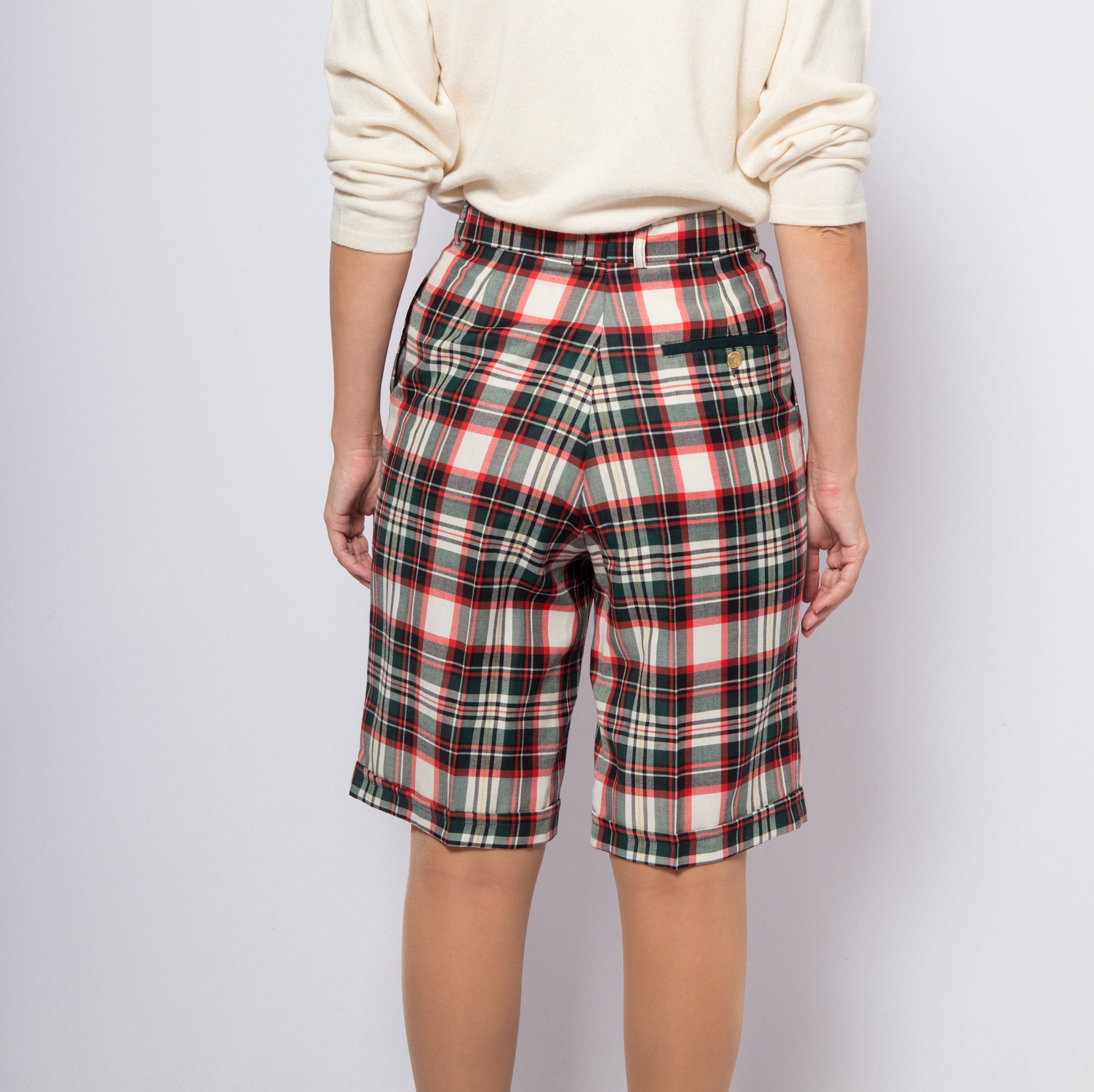 80s Plaid Golf Shorts Wool Shorts Plaid Tartan Shorts High Etsy