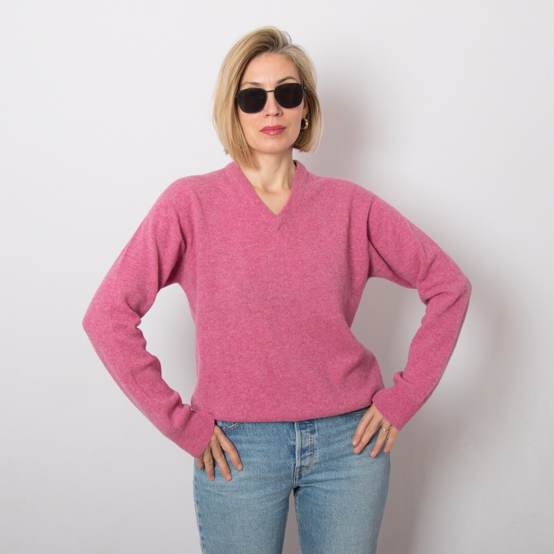 Minimalist Pink Wool Sweater Wool Jumper Pullover Medium Size - Etsy