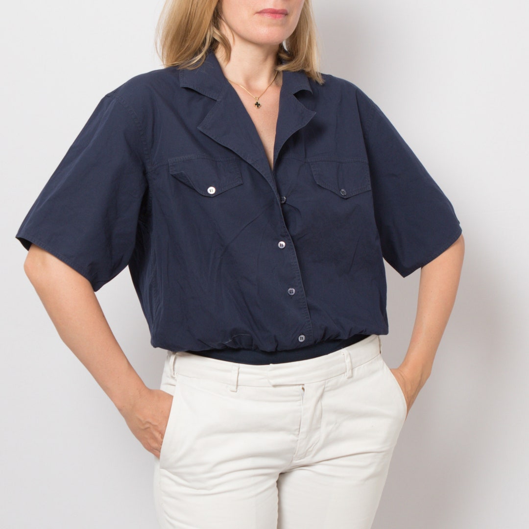 OCCHI VERDI Navy Oversized Button up Body Blouse Bodysuit Blouse Body ...